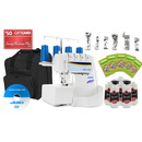 Juki MO-1000 2/3/4 Thread Overlock Serger with Push-Button Air Supported Threading BONUS PACKAGE ...